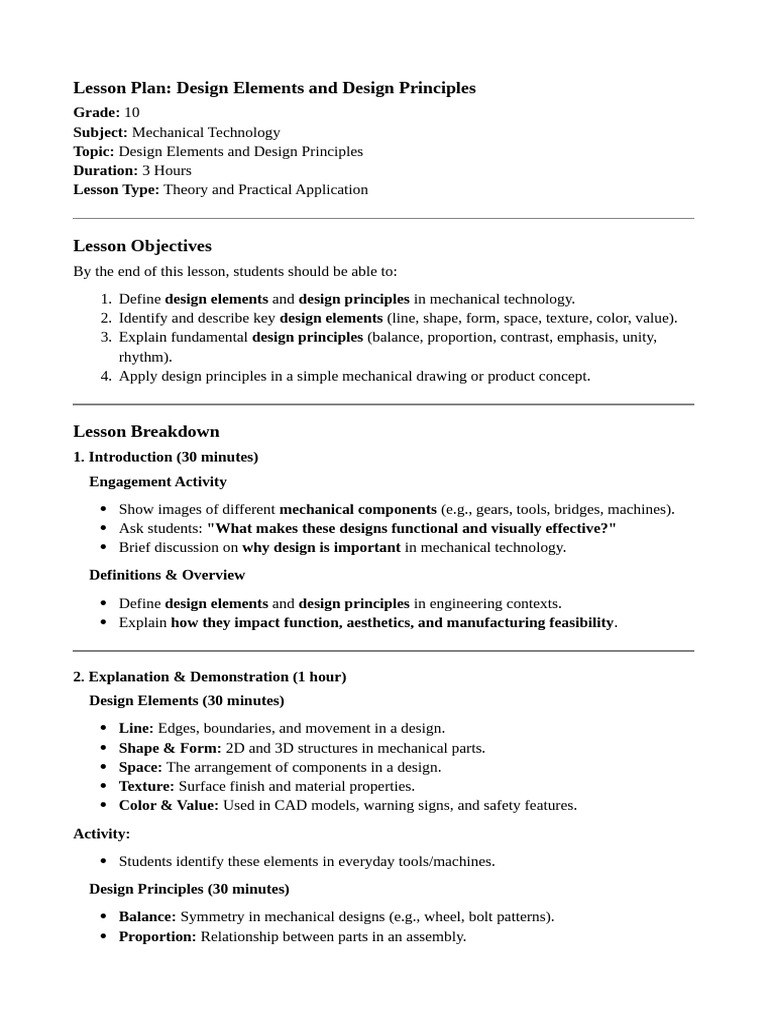 Design Elements & Principles in Mechanical Tech | PDF | Design | Drawing