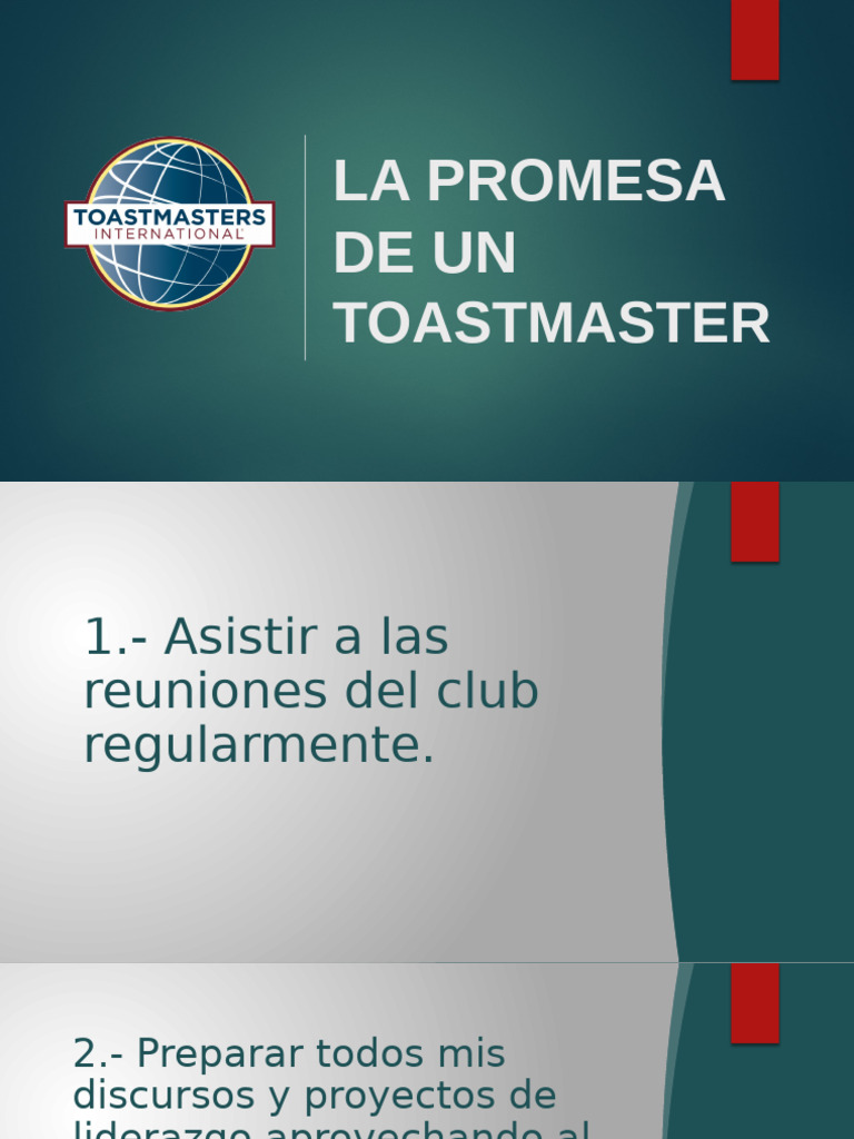 Compromisos y Valores de Toastmasters | PDF