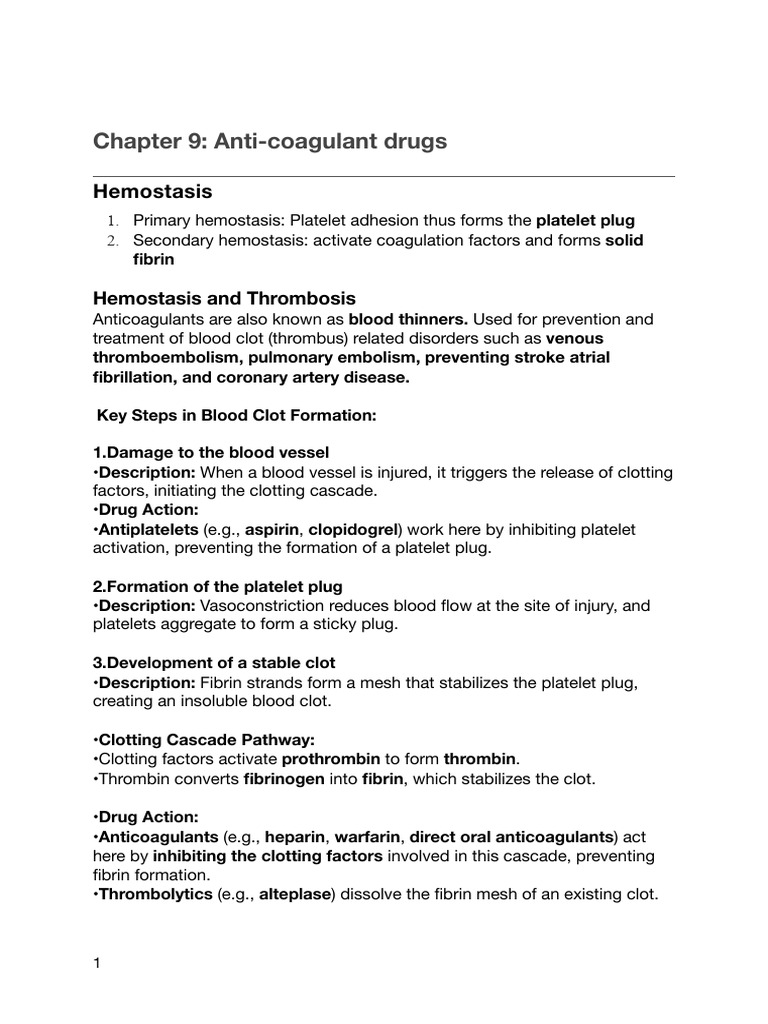 Chapter 9 Anticoagulants | PDF | Coagulation | Thrombus