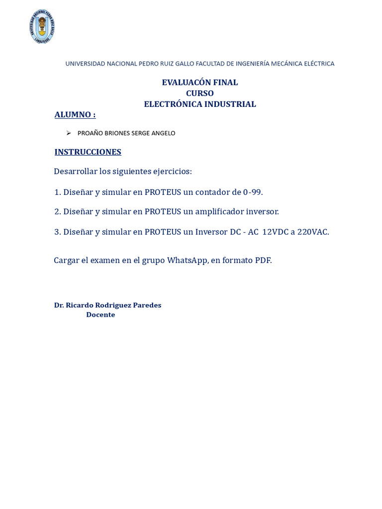 Ejercicios de Electrónica Industrial en PROTEUS | PDF