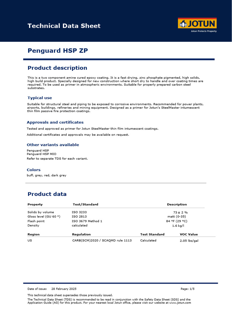 TDS¤20920¤Penguard HSP ZP¤Eng¤US | PDF | Coating | Paint