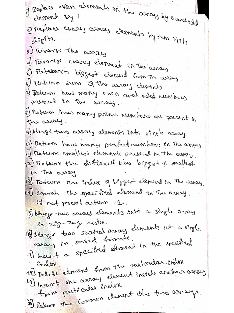 Raghu Sir's Array Questions For Arrays Programming Test | PDF