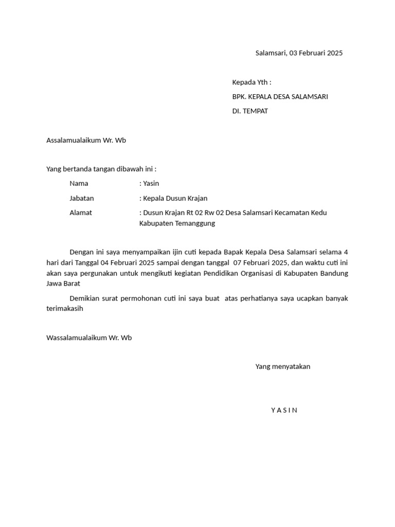 Surat Ijin Cuti | PDF