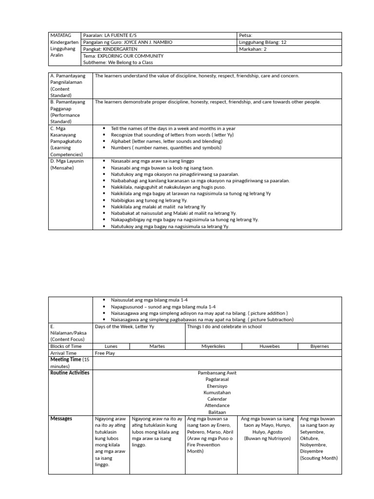 KINDER Week 12 Quarter 2 | PDF