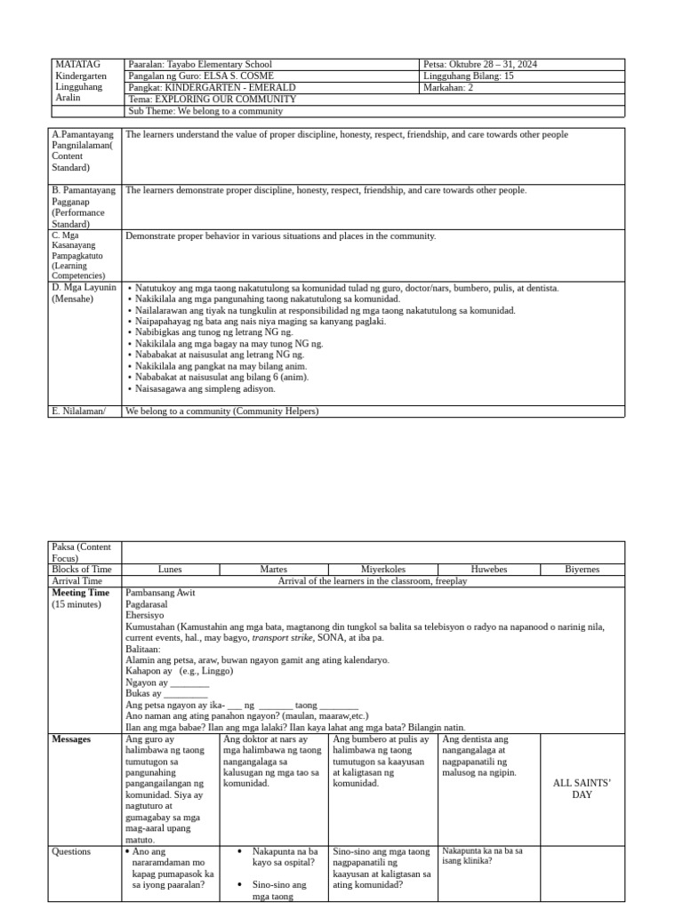 KINDER Week 15 Quarter 2 | PDF