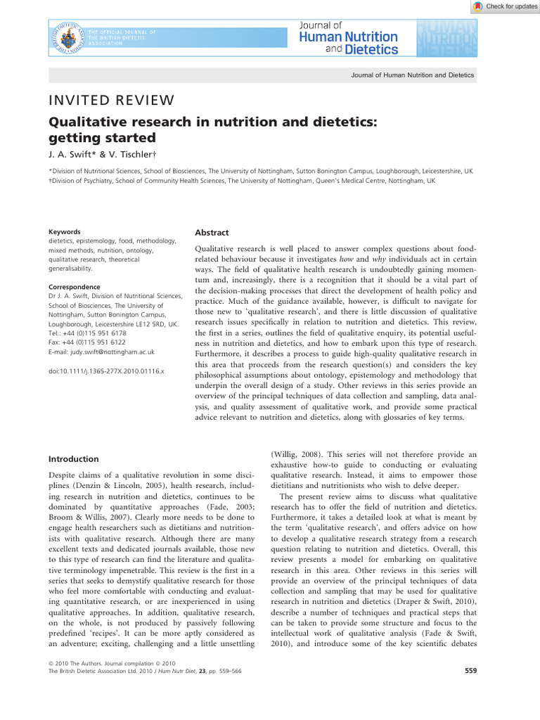 Qualitative Research in Nutrition Basics | PDF | Methodology | Epistemology