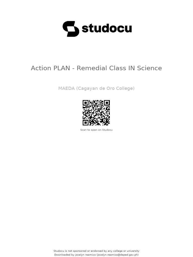 Remedial Class Action Plan for Science | PDF | Teachers | Teaching