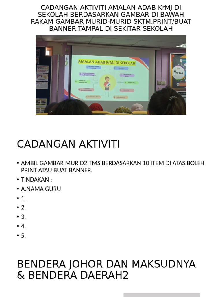 AKTIVITI AMALAN ADAB KrMJ DI SEKOLAH | PDF