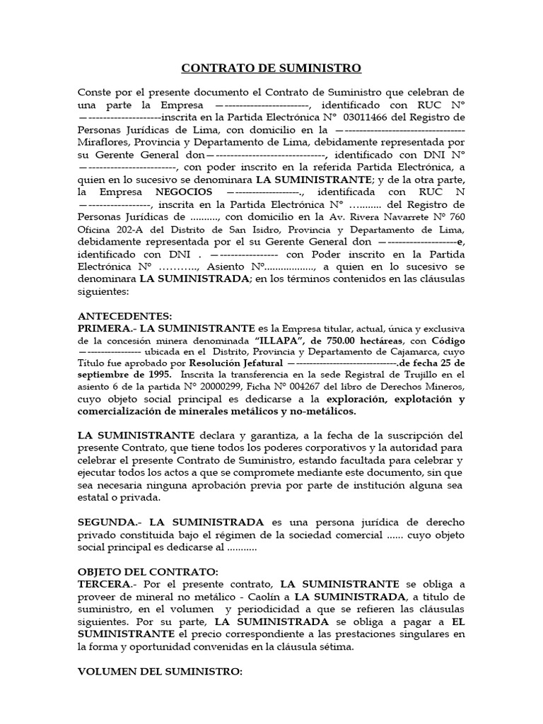 Contrato de Suministro | PDF