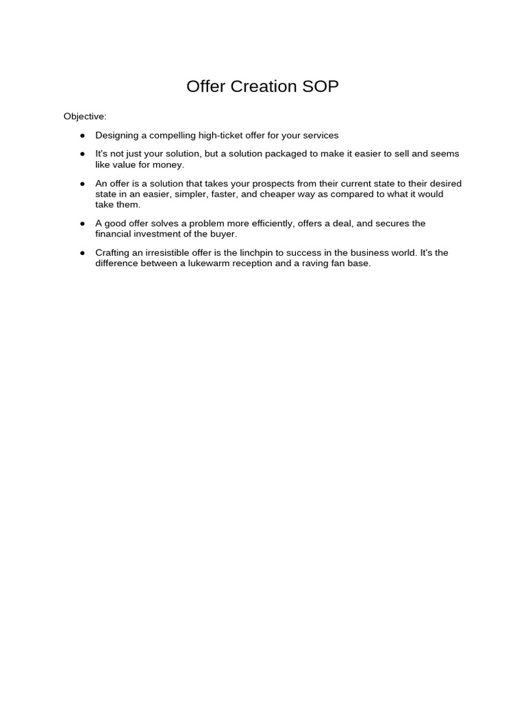 Offer Creation SOP | PDF | Pricing | Marketing
