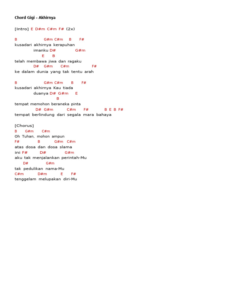 Chord Lagu Gigi - Akhirnya | PDF