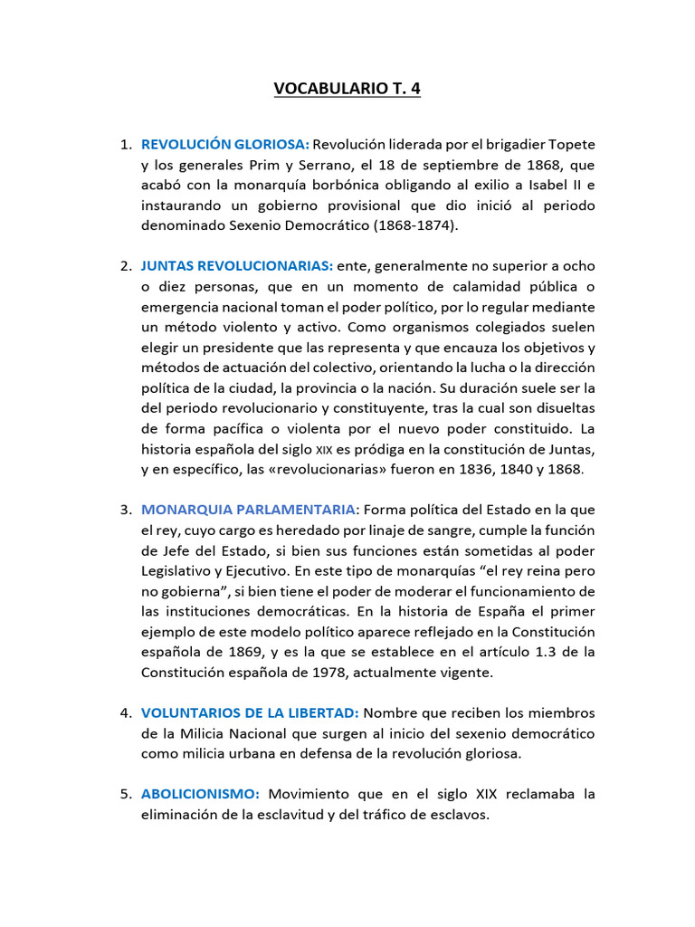 Vocabulario T. 4 | PDF | España | Ciencias Políticas