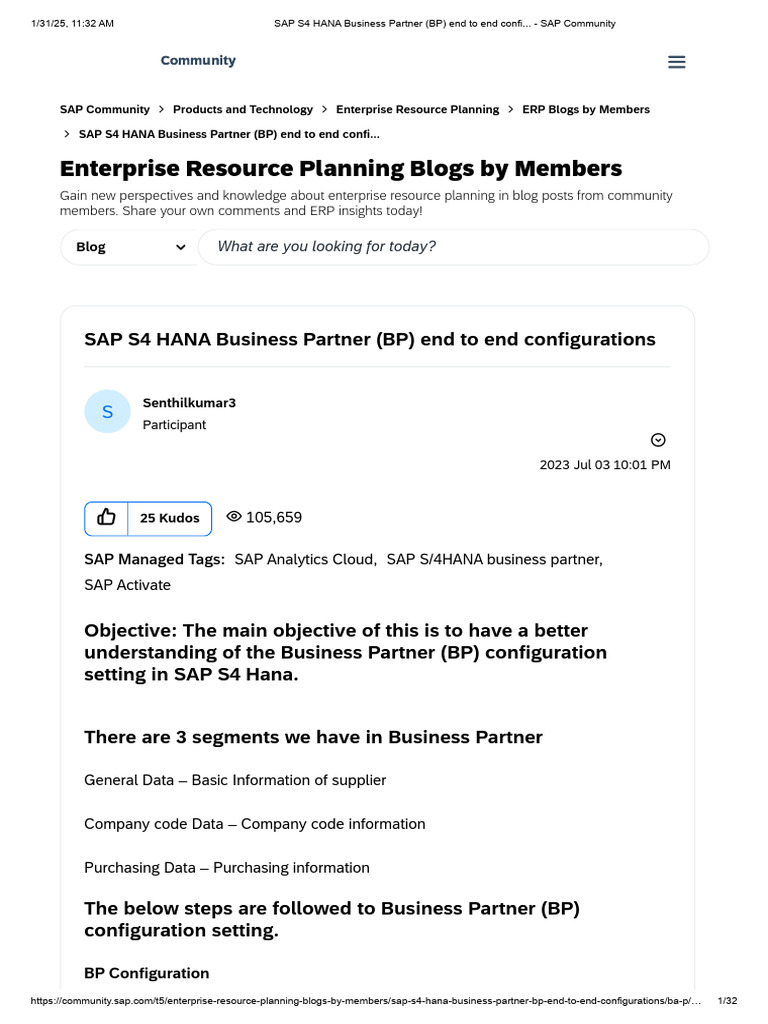 SAP S4 HANA Business Partner Configuration Guide | PDF | Enterprise ...