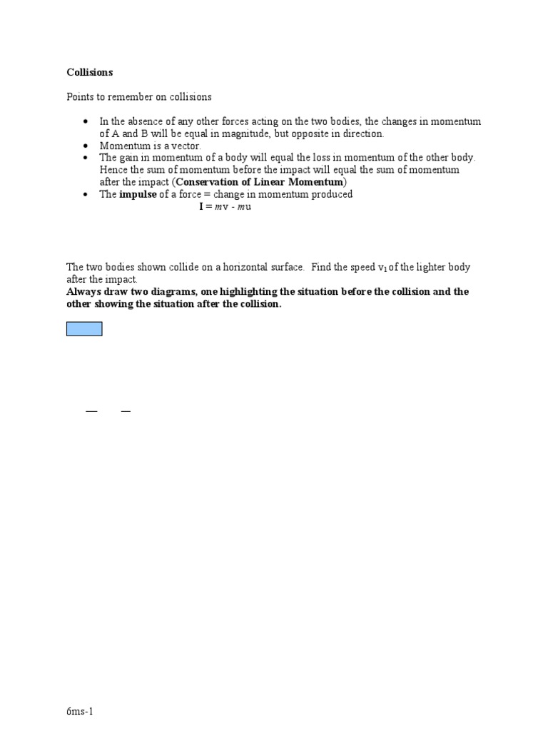 Key Collision Concepts | PDF | Collision | Momentum