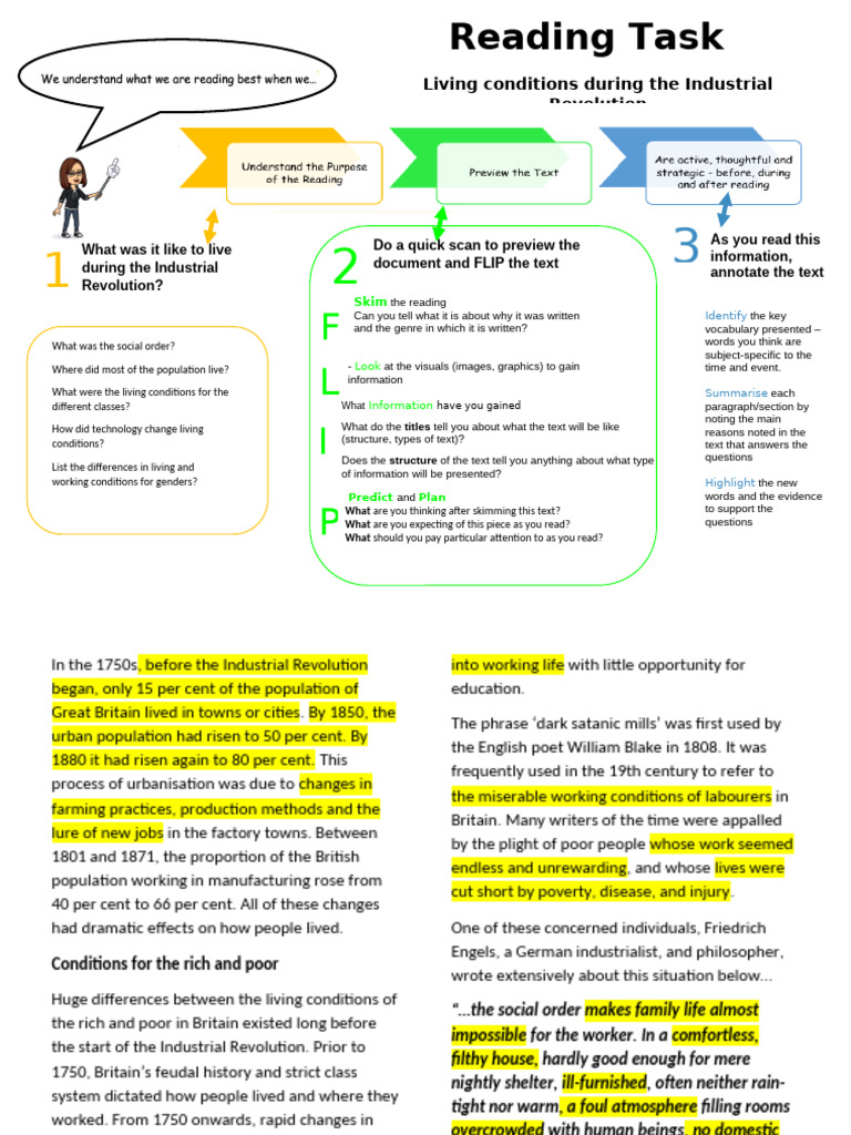 Reading Task Living Conditions Industrial Revolution | PDF | Speed ...
