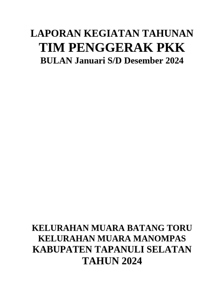 Laporan Tahunan PKK MANOMPAS TAHUN 2024 PDF | PDF