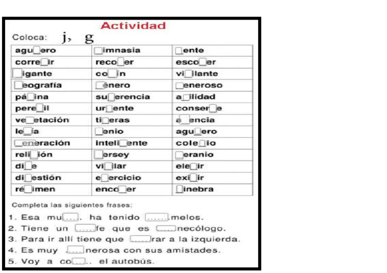 Actividad G y J | PDF