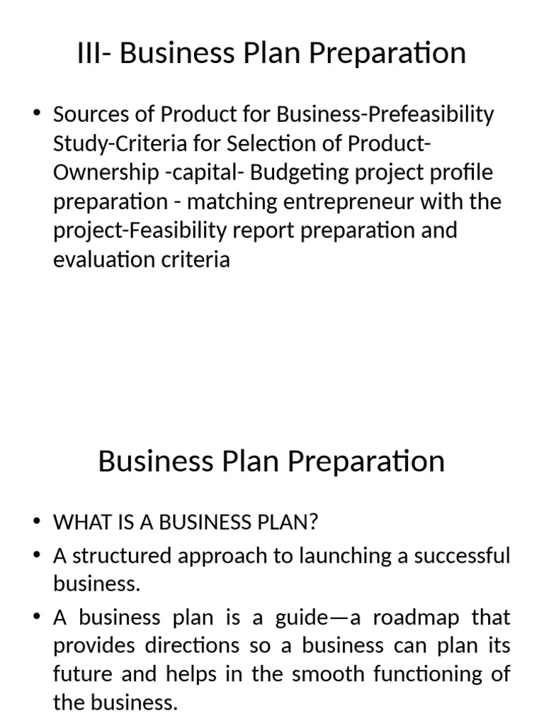 Business Plan Preparation | PDF | Feasibility Study | Partnership
