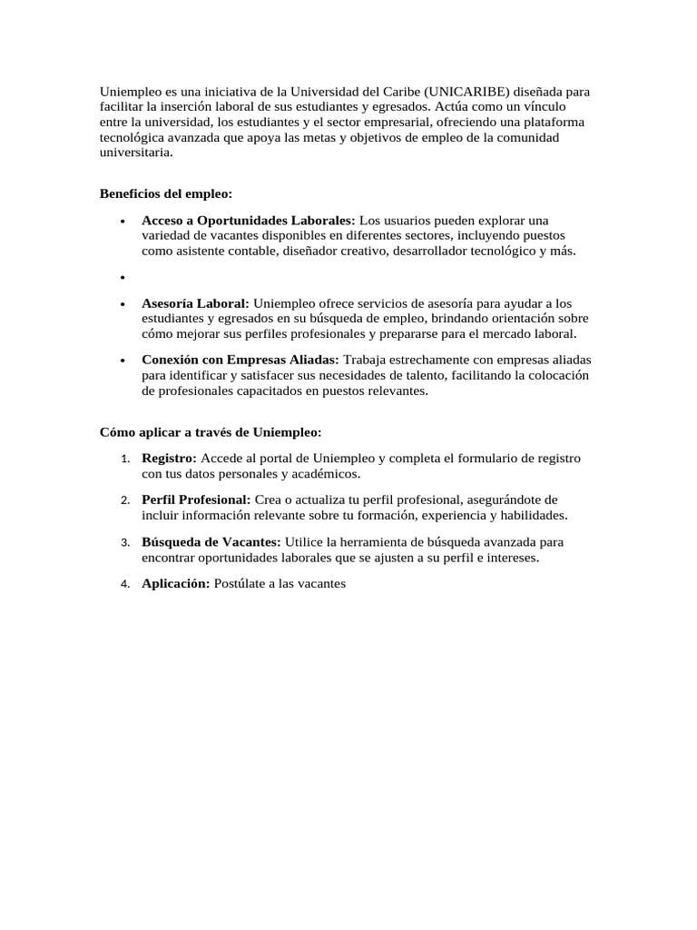 Plataforma Uniempleo para Egresados | PDF