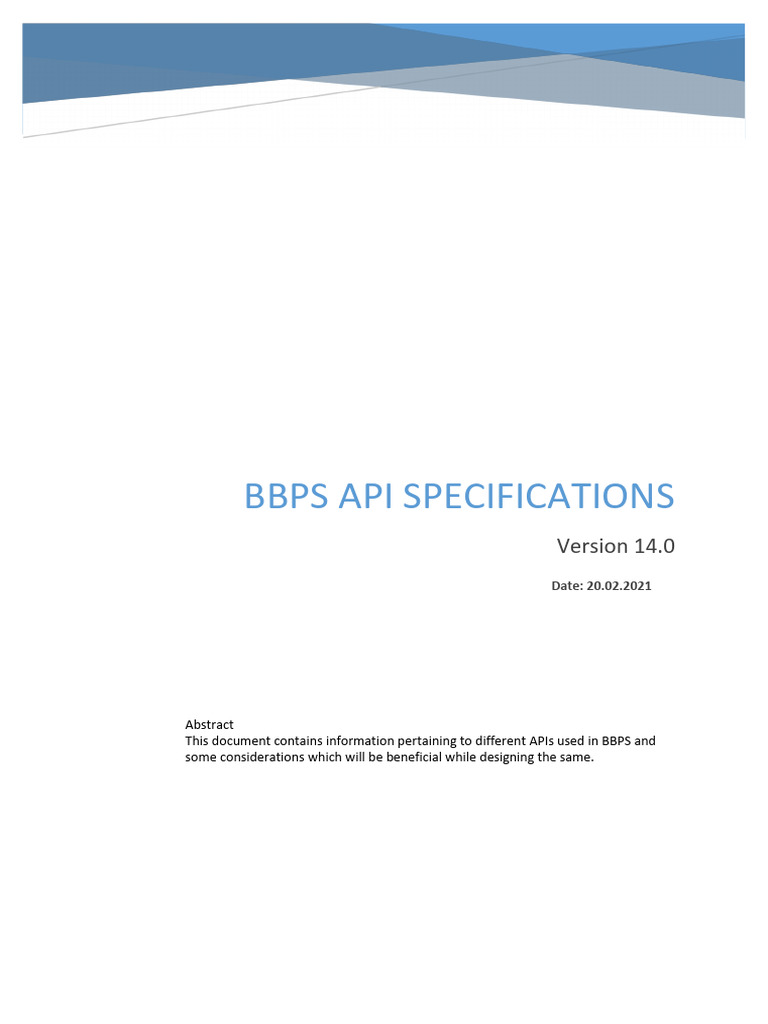 BBPS API Specifications v14!0!1 | PDF | Xml | Computer Programming