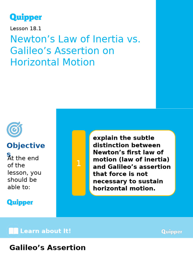 Physical Science SHS 18.1 Newton's Law of Inertia vs. Galileo's ...