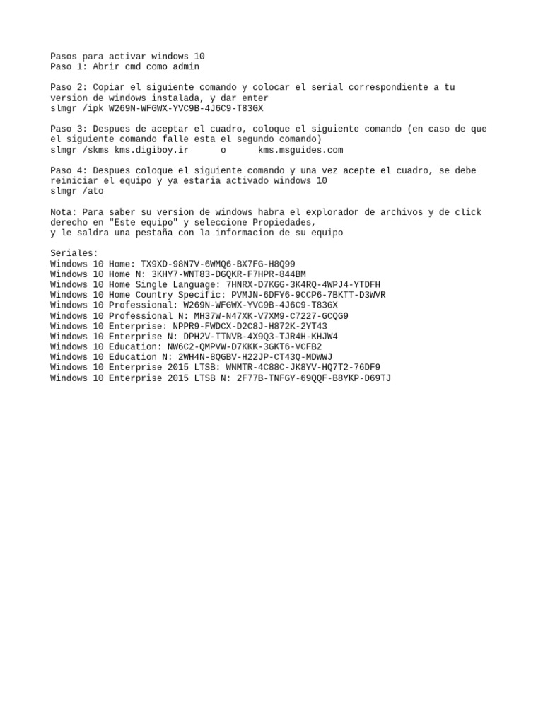 Como Activar Windows Con El CMD | PDF