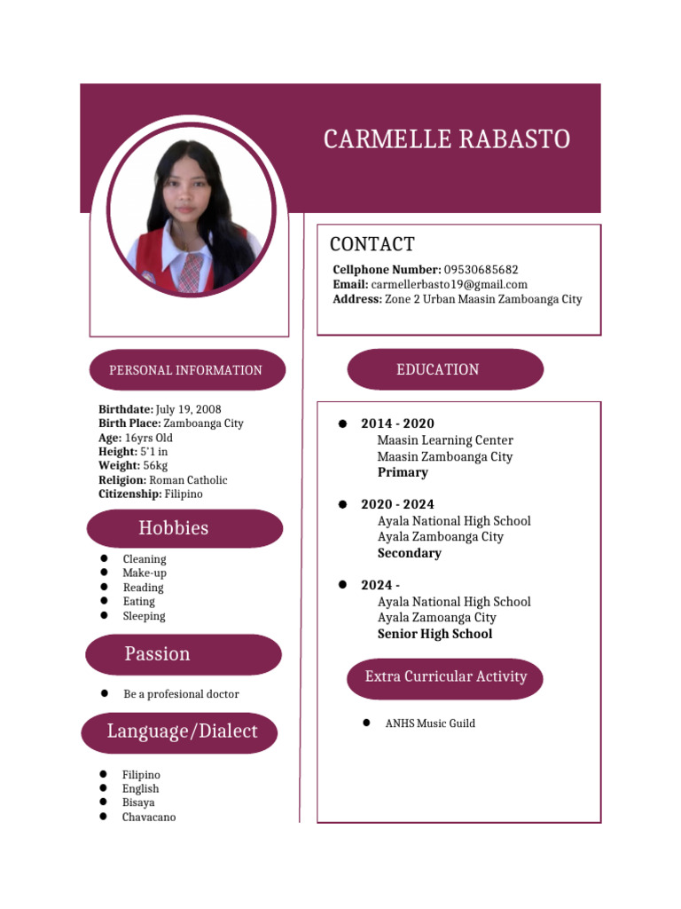 11HUMSSA Rabasto Carmelle Resume | PDF