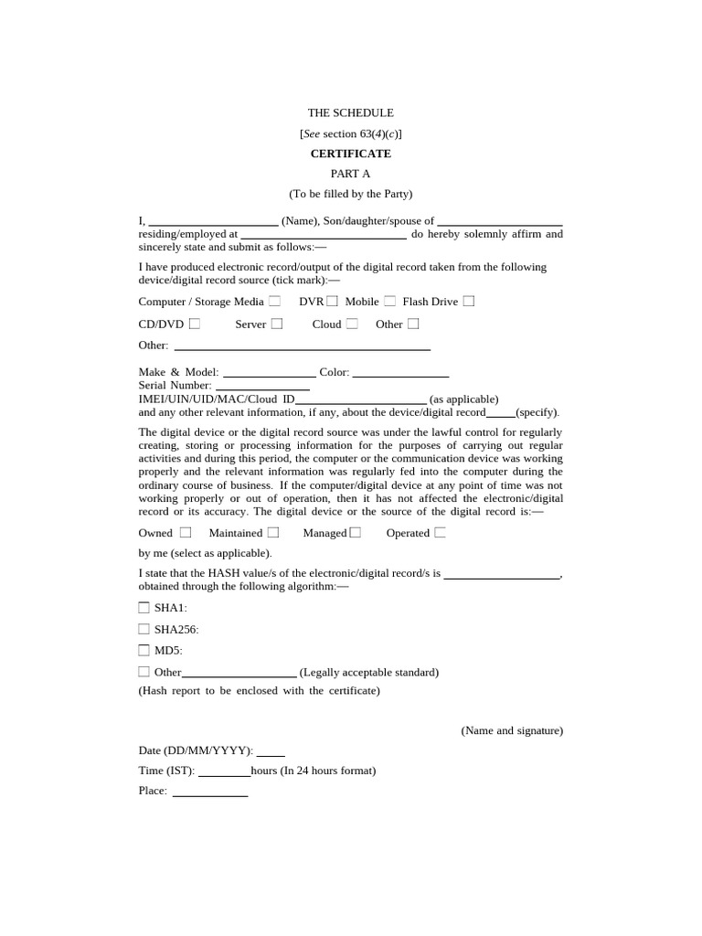 Section 63 BSA Certificate Template | PDF | Cryptography | Computer Science