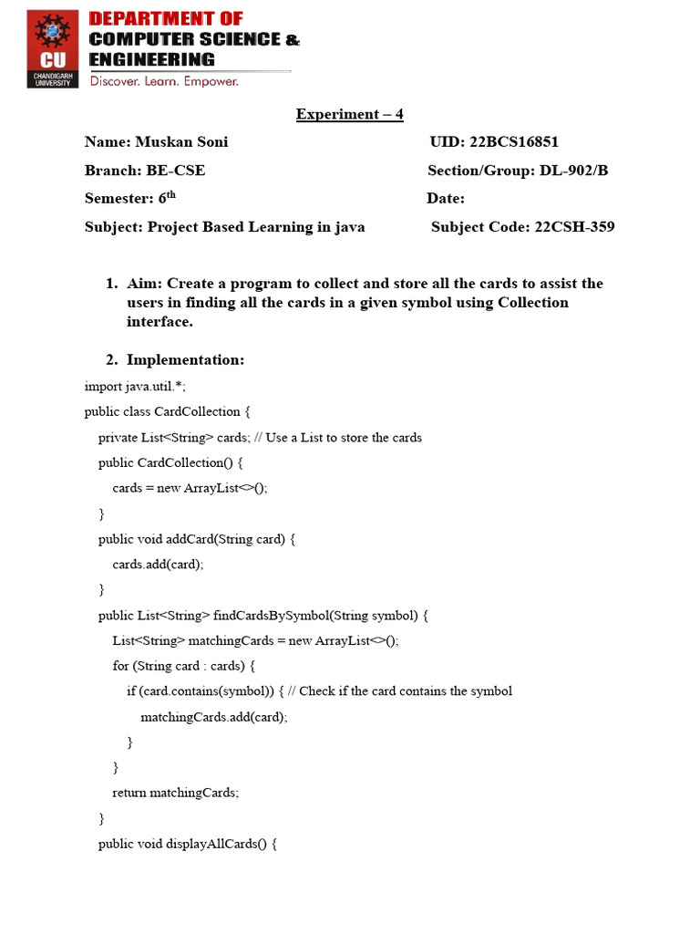 22BCS16851_Muskan_soni_java_4 | PDF | Java (Programming Language ...