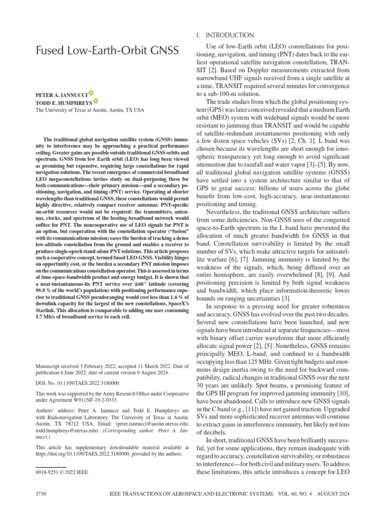 Fused Low-Earth-Orbit GNSS | PDF | Duplex (Telecommunications ...
