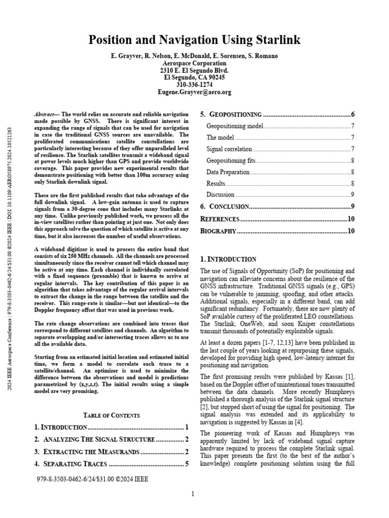 Starlink-Based Positioning Techniques | PDF | Wireless | Telecommunications
