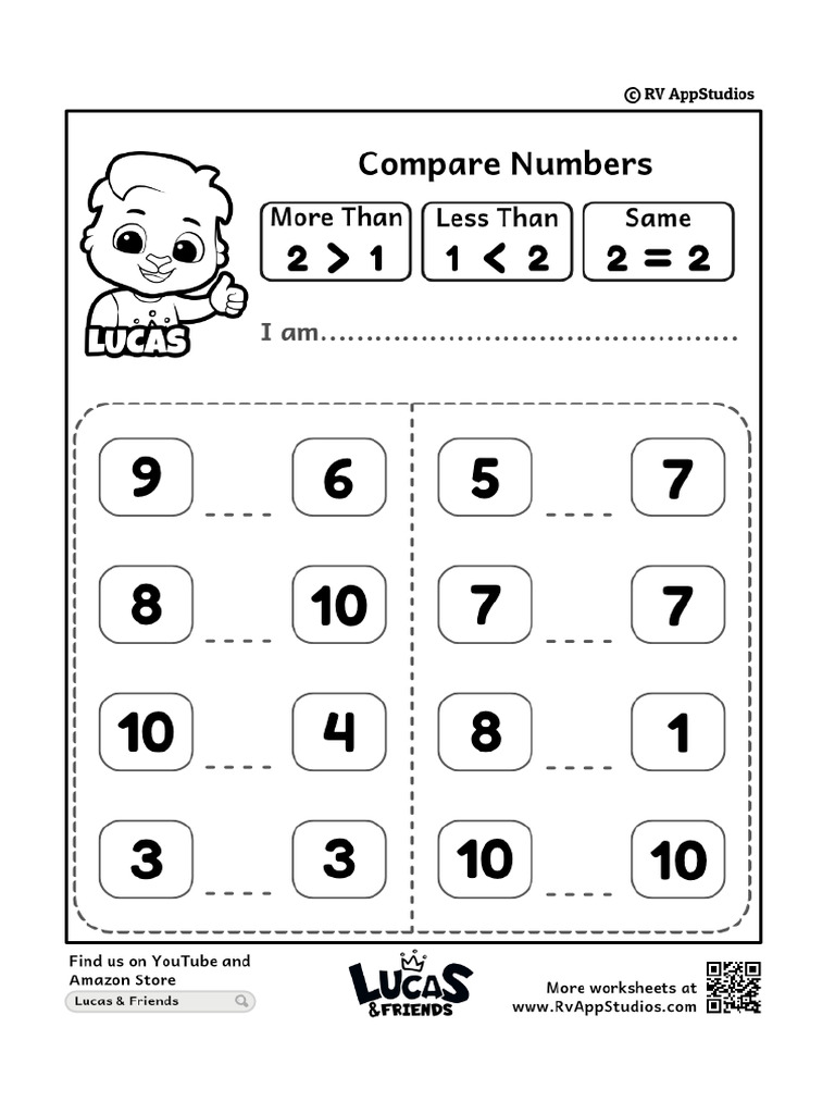 405 Compare Numbers Comparison of Numbers BW | PDF