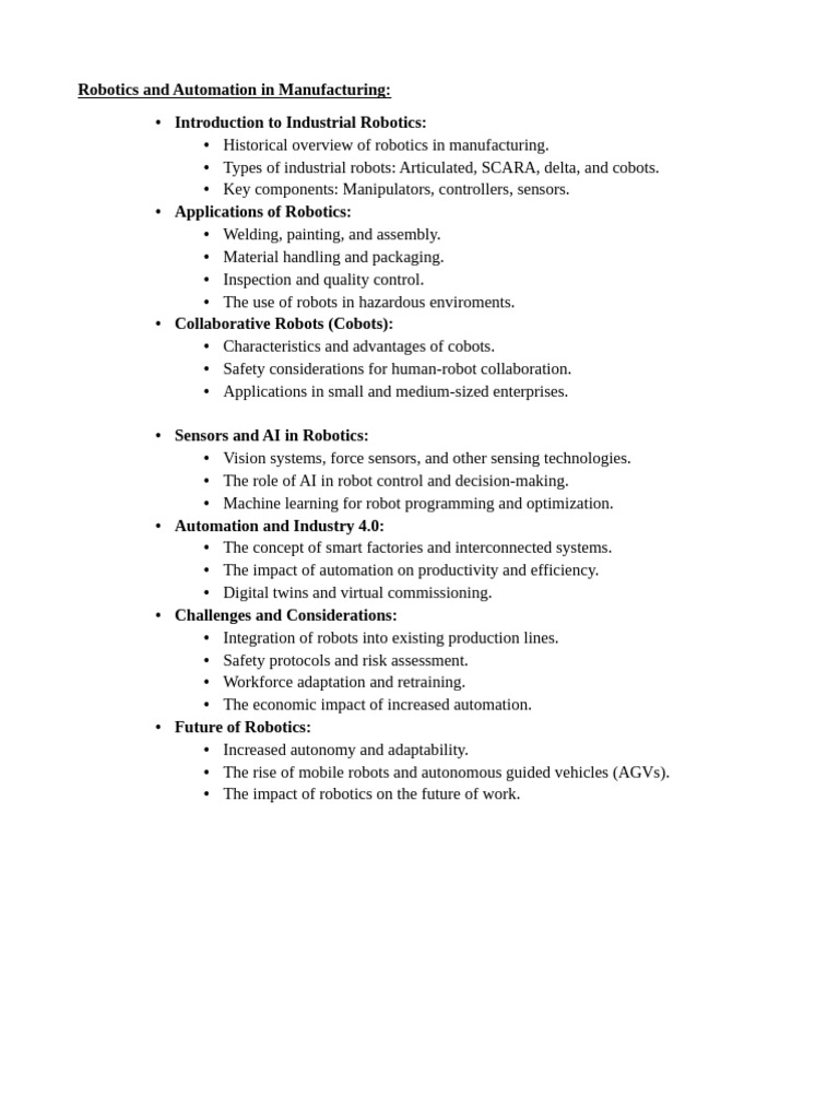 Robotics and Automation in Manufacturing | PDF
