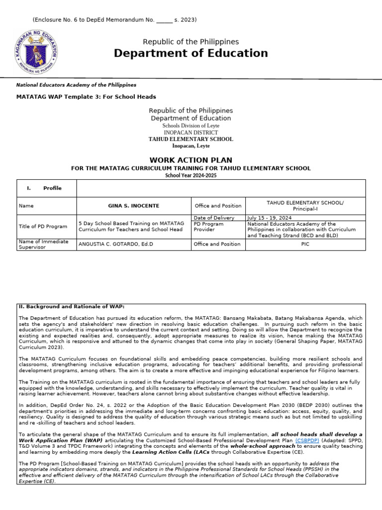 MATATAG Curriculum Training WAP 2024 | PDF | Teachers | Curriculum