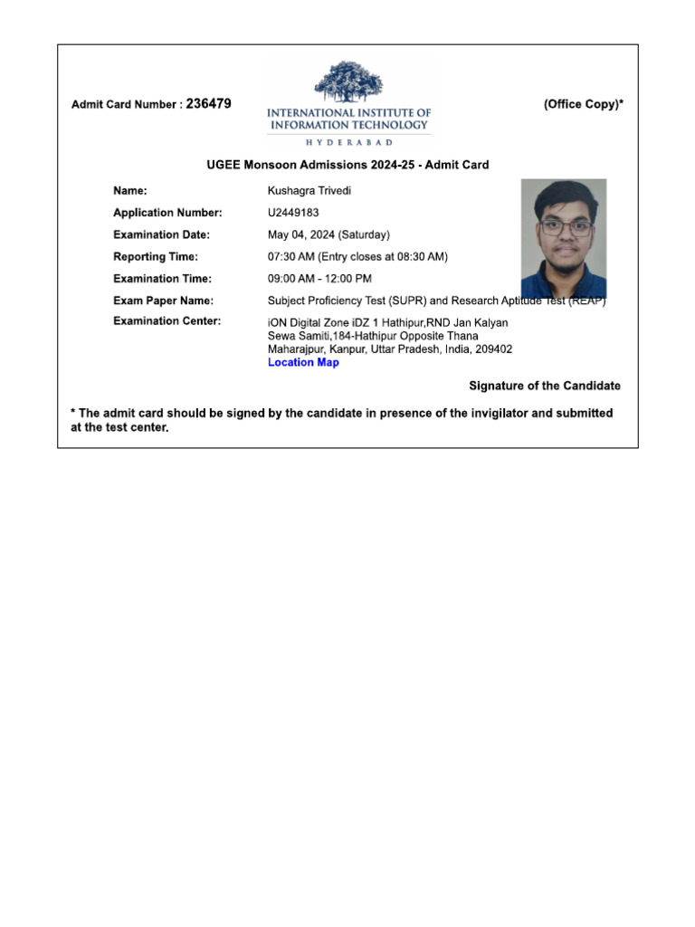 UGEE Admit Card | PDF