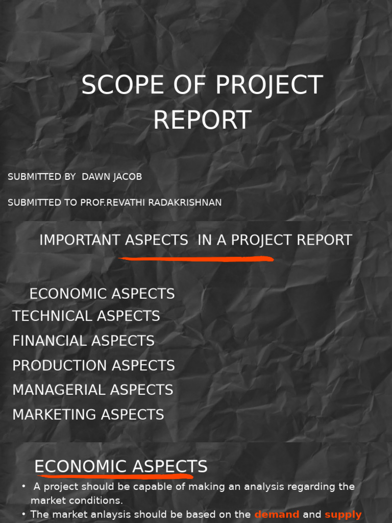 Scope of Project Report | PDF | Market (Economics) | Marketing