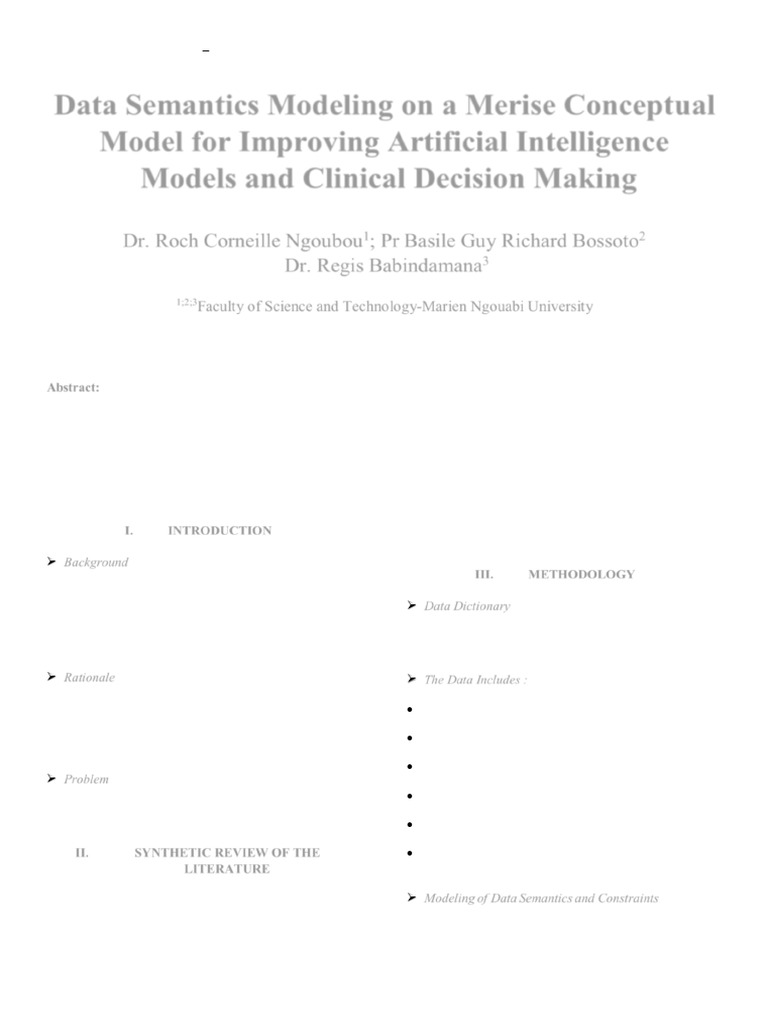 Data Semantics Modeling On A Merise Conceptual Model For Improving Artificial Intelligence ...