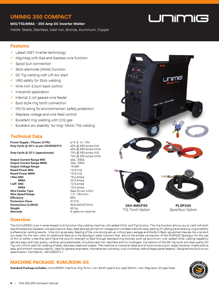 Razor Mig 350 Compact Info Sheet | PDF | Welding | Construction