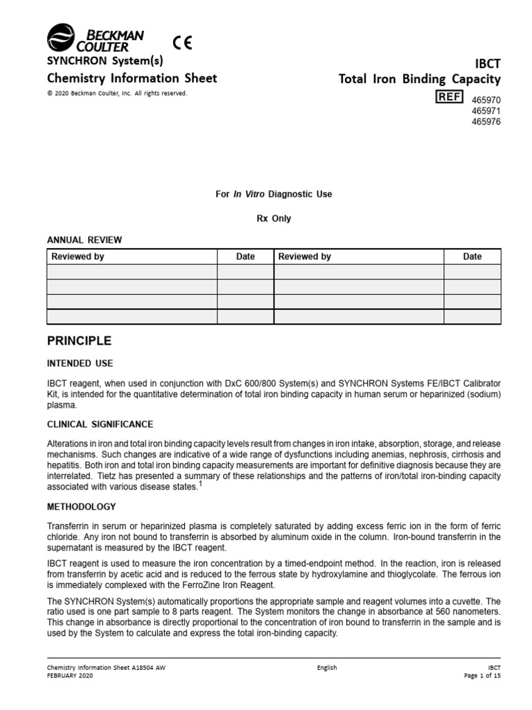 Total Iron Binding Capacity TIBC | PDF | Iron | Blood Plasma