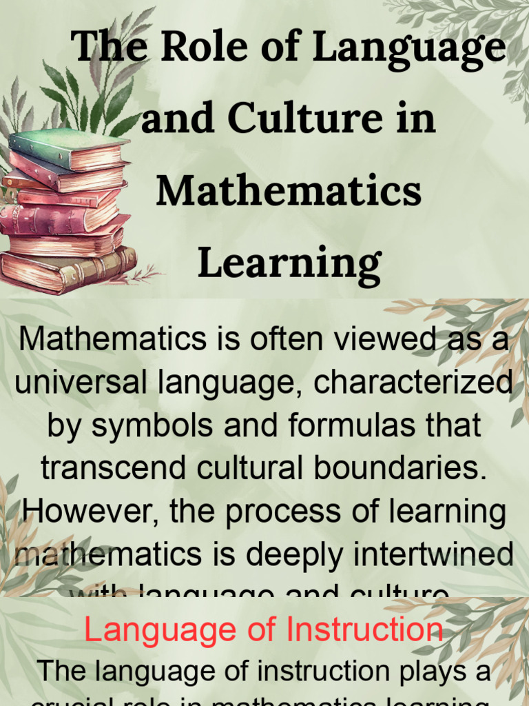 The Role of Language and Culture in Mathematics Learning | PDF