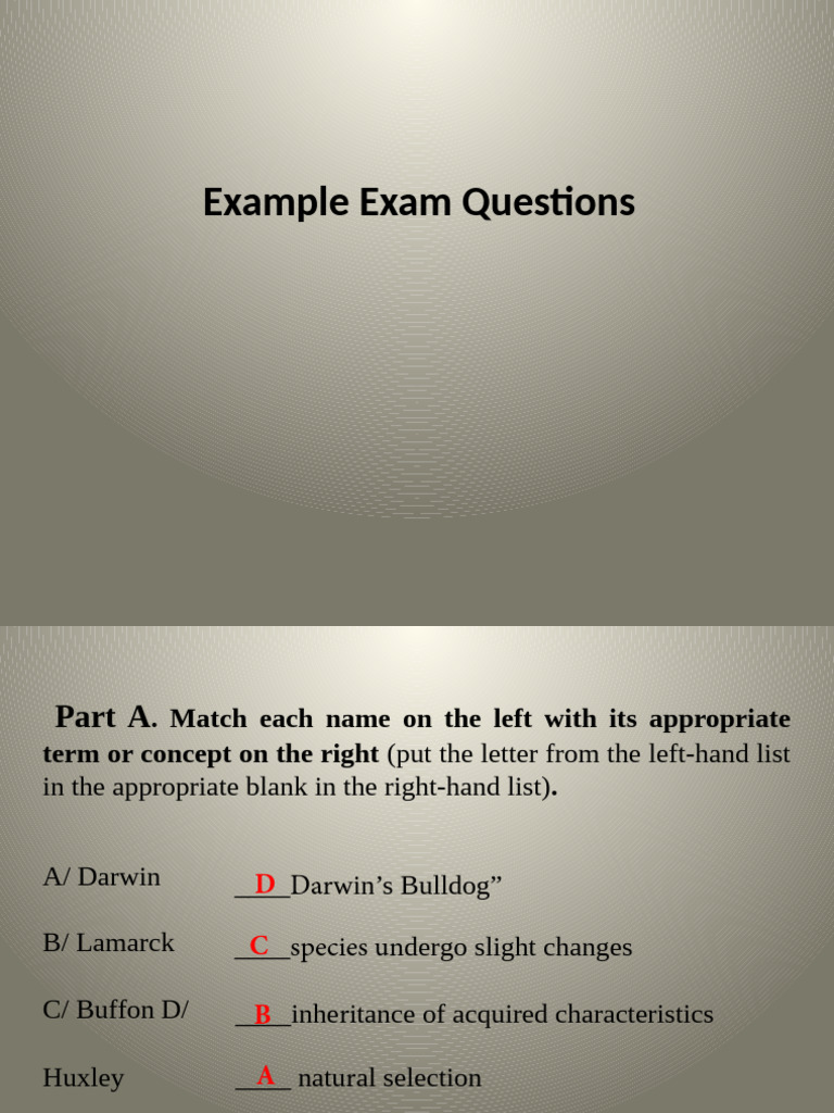 43 Example Exam Questions WITH ANSWERS | PDF | Natural Selection ...