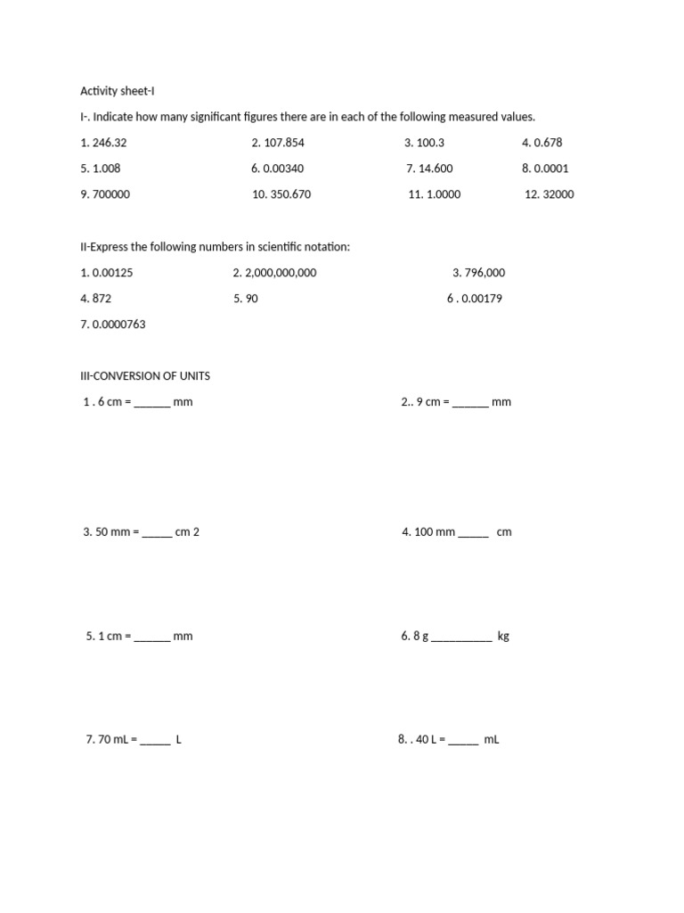 ActIVITY SHEET - SIGNIFICANT | PDF