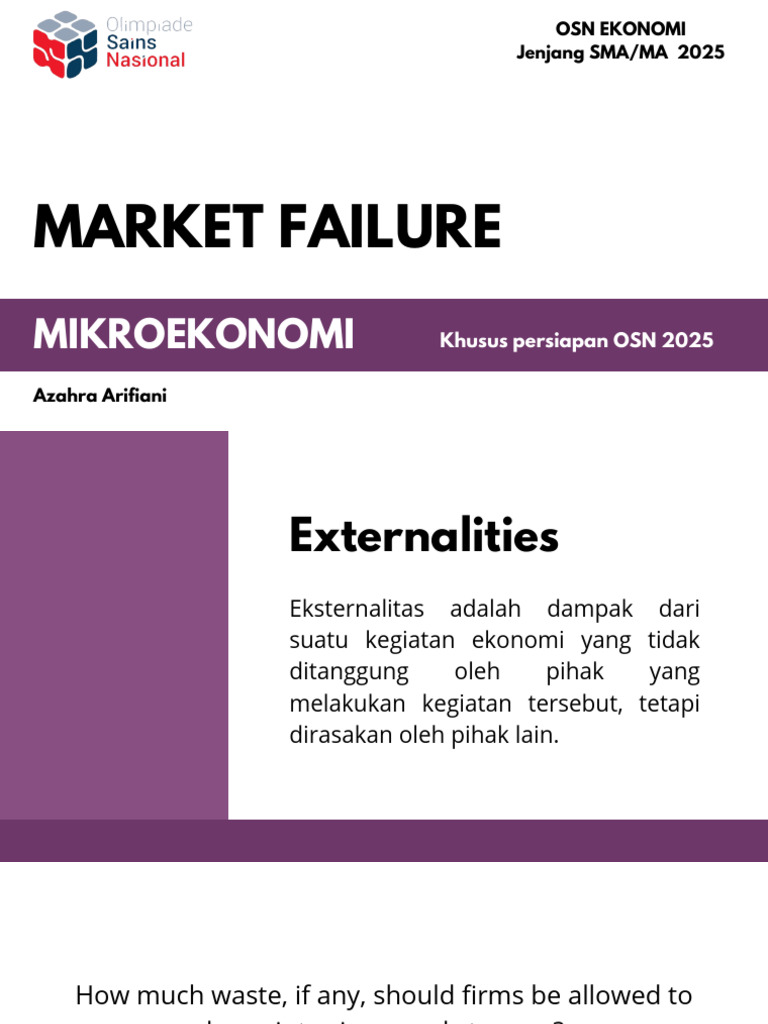 MARKET FAILURE OSN EKONOMI Jenjang SMAMA 2025 | PDF | Externality | Political Economy