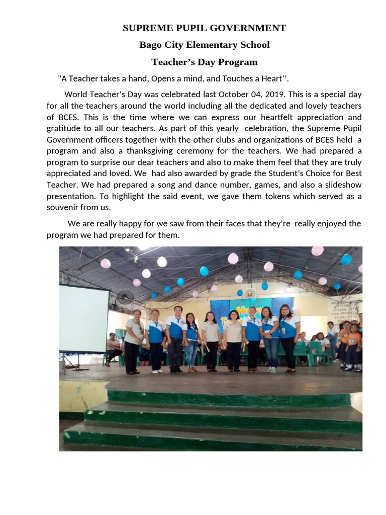 BCES Supreme Pupil Government Events | PDF