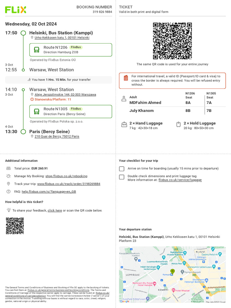 Ticket Helsinki Paris 3198269884 | PDF | Government And Personhood