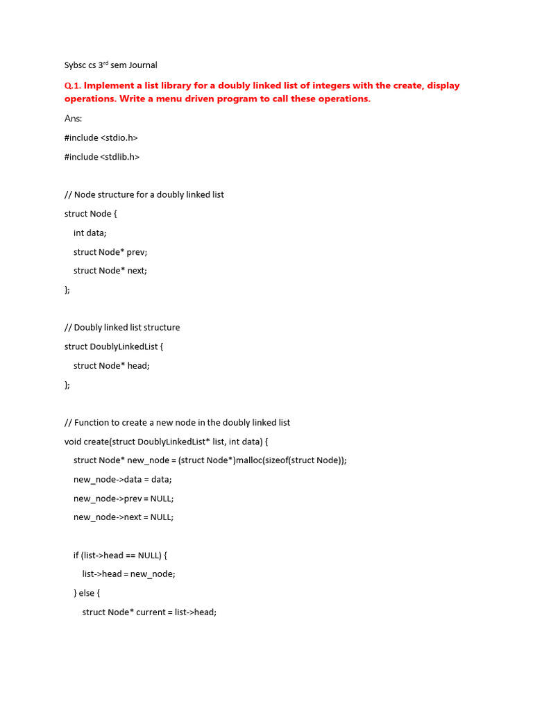 Journal For Sybsc Cs 3rd Sem Data Structure And Algorithm Pdf Queue Abstract Data Type