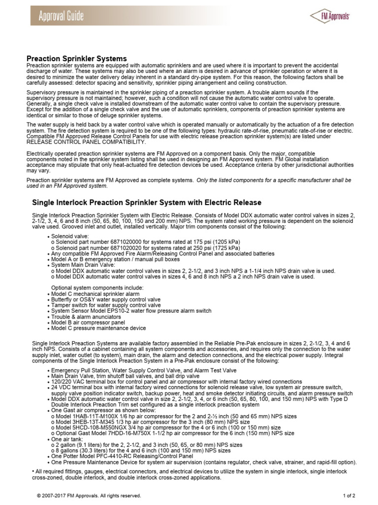 Preaction Sprinkler System | PDF | Fire Sprinkler System | Valve