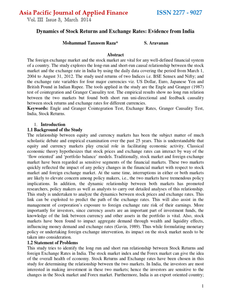 Stock Returns and Exchange Rates in India | PDF | Foreign Exchange ...