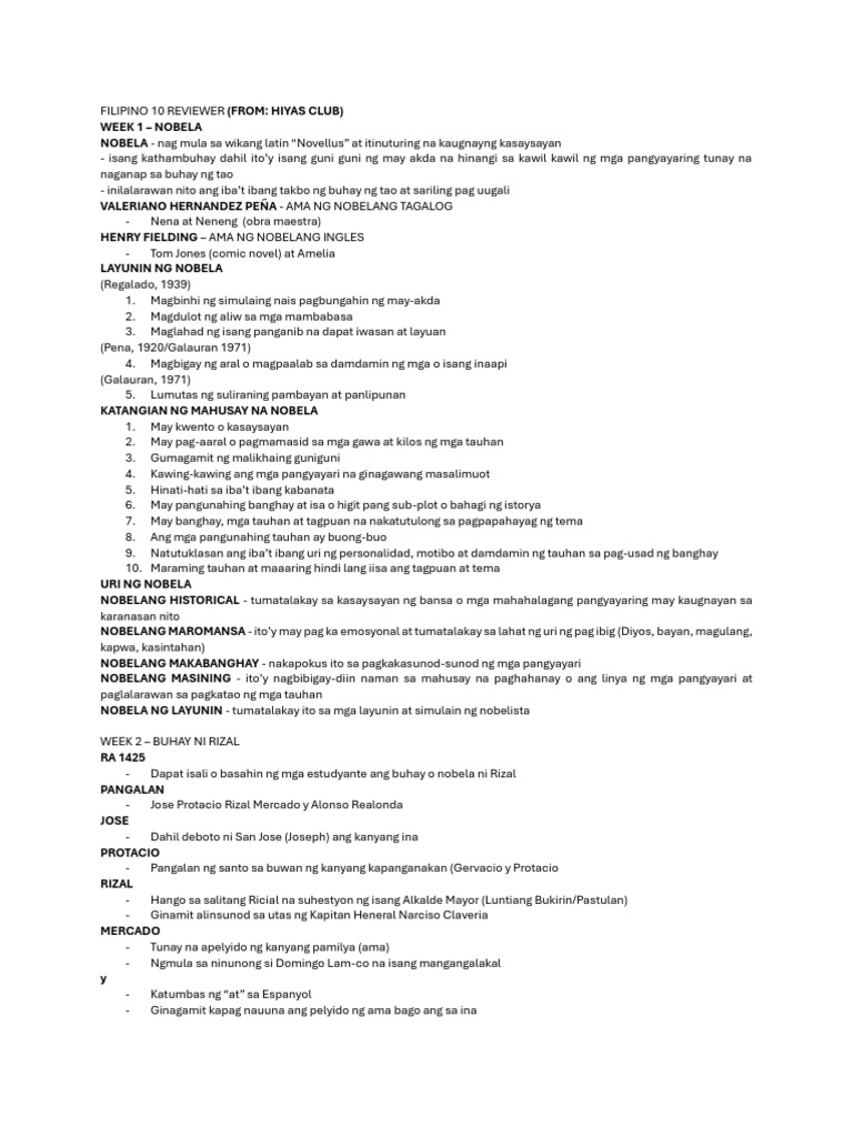 Filipino 10 Reviewer 3rd Grading | PDF