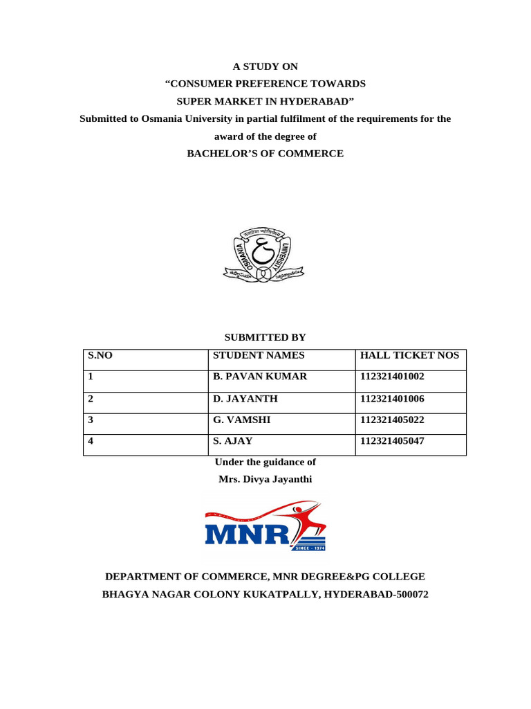 Consumer Preference for Supermarkets in Hyderabad | PDF | Retail | Supermarket